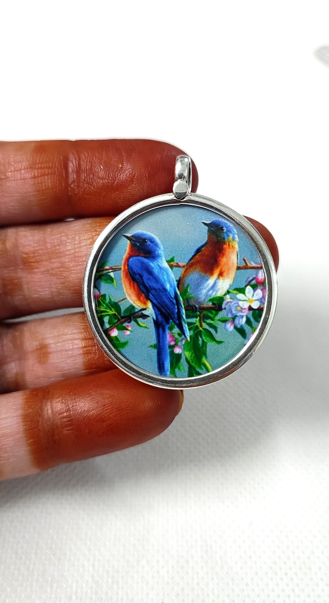Handmade Sterling Silver Bluebird Photo Pendant: Nature Jewelry - Etsy