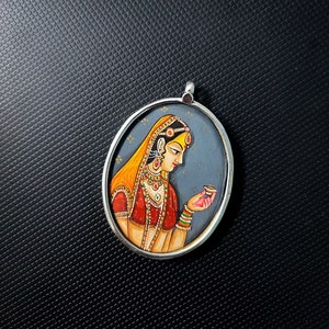 Handmade 92.5 Sterling Silver Hand Painted Rajasthani Women Bani Thani ...