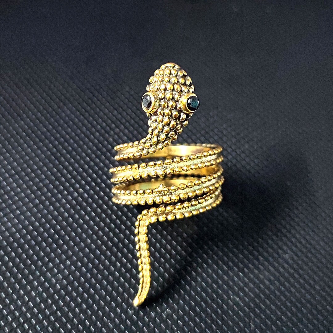 Handmade Ethnic Yellow Brass Snake Ring, Wrap Ring,serpent Ring, Naag ...
