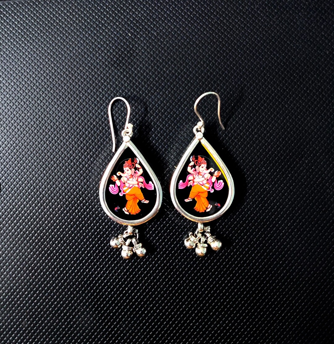 Handmade Sterling Silver Ganesha Earrings: Hindu God of Wealth - Etsy