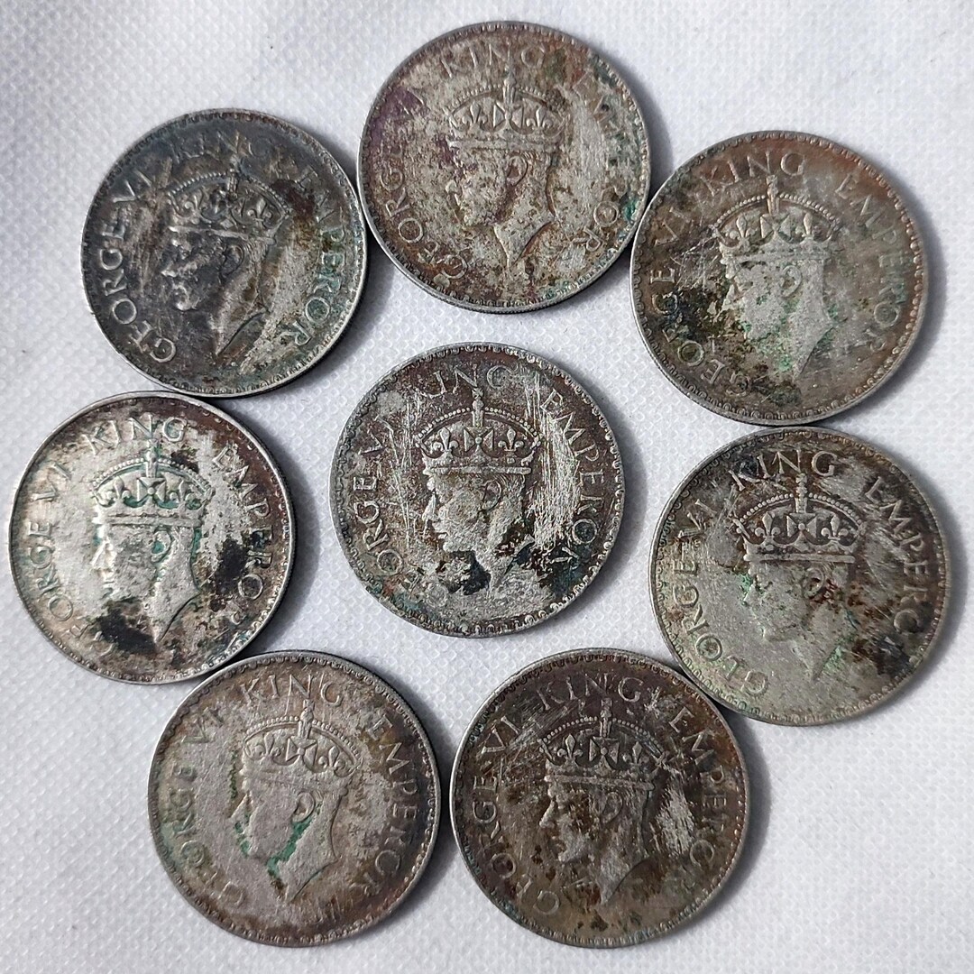 Vintage 1941 British India Rupee Coin Lot - George VI, 50% Silver (8 ...