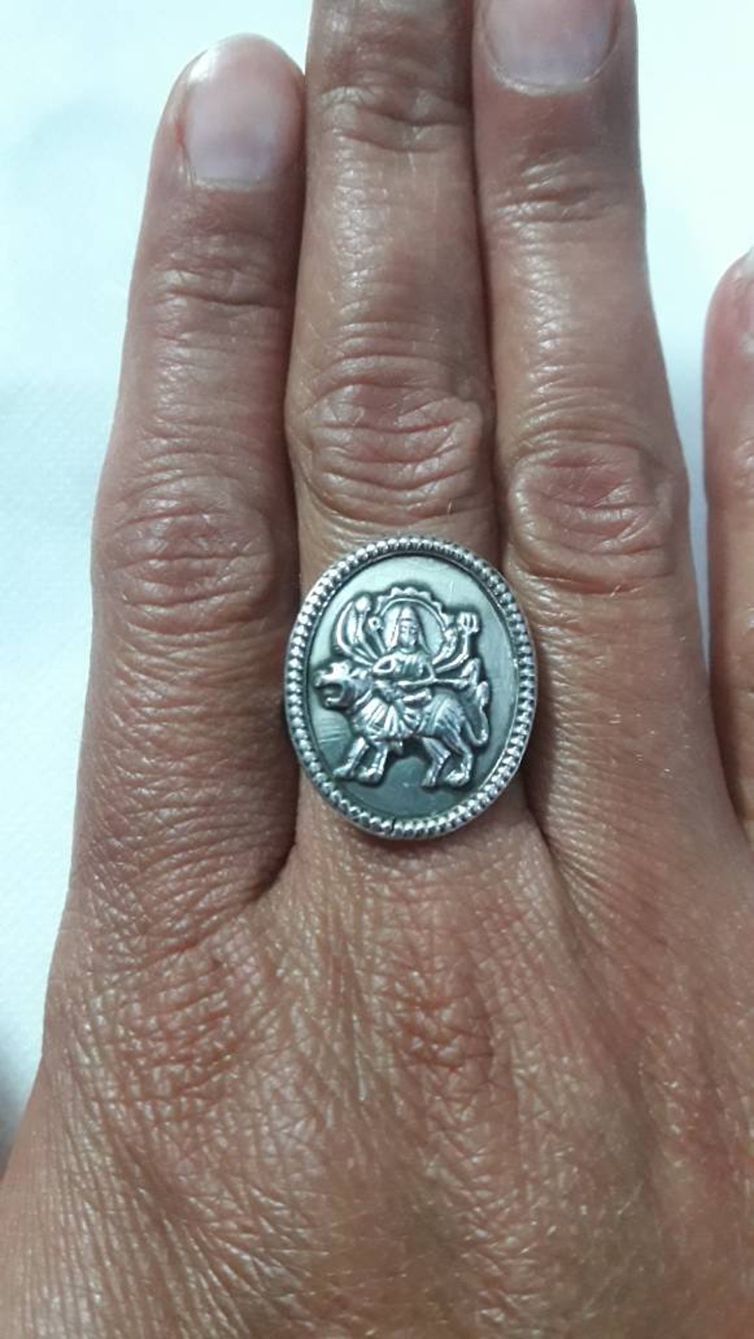 Handmade Sterling Silver Durga Mata Ring - Adjustable Free Size - Etsy