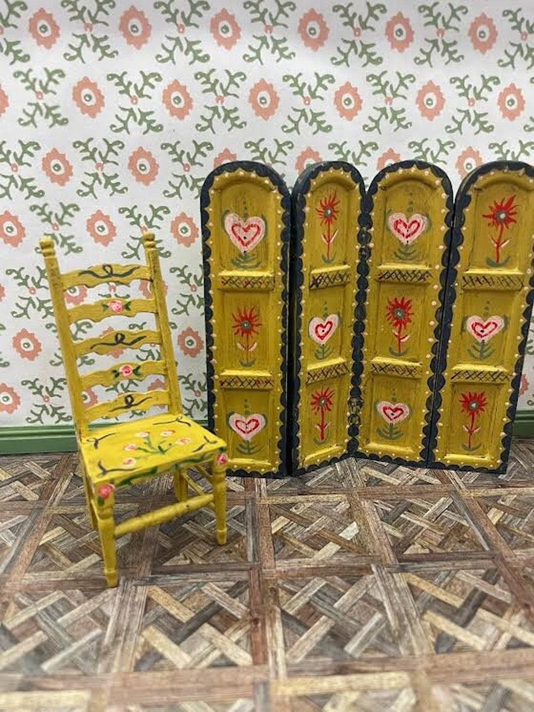 Miniature Hand Painted Wooden Ladderback Folk Style Chair - Etsy