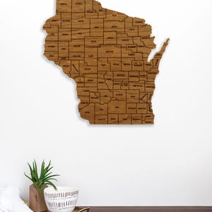 Wisconsin County Map Wall Hanging - Crafted From Cherry or Maple Wood ...
