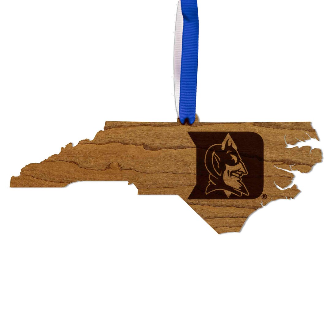 Duke Blue Devils Devil D on State Ornament – Crafted From Cherry and ...