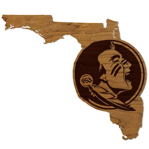 Florida State University Seminole Head on State Wall Hanging - Crafted ...