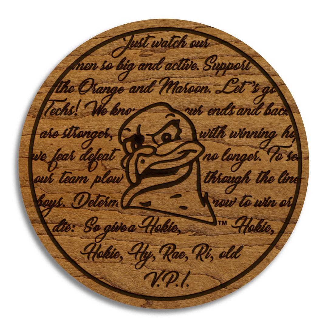 Virginia Tech University Fight Song Coaster – Crafted From Cherry or ...