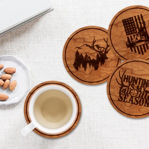 Deer Hunting Coaster Click to See Multiple Designs Crafted From Cherry ...