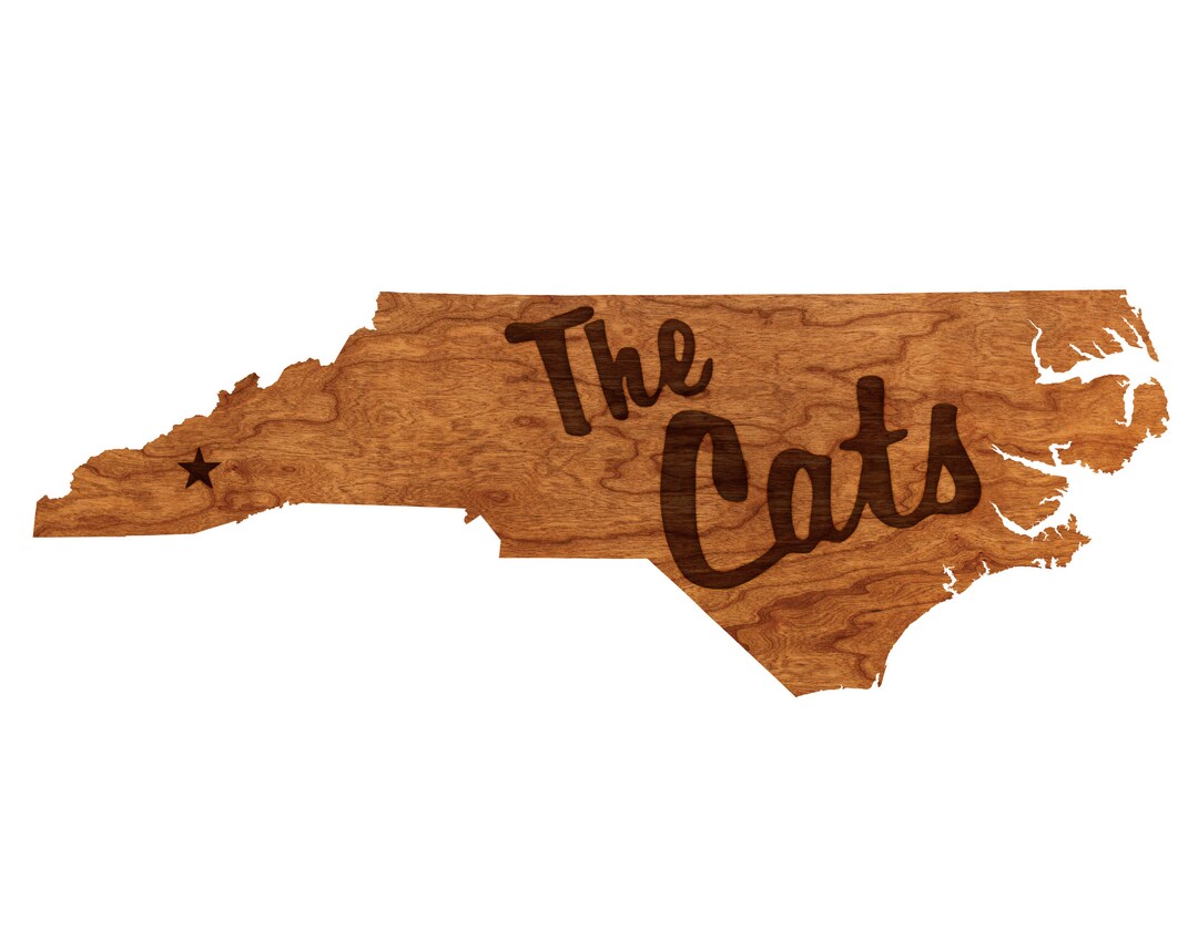 Western Carolina University WCU Wall Hanging State Map the Cats Text ...