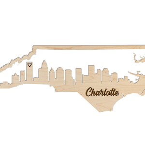Charlotte North Carolina Skyline Wall Hanging – Crafted From Cherry ...