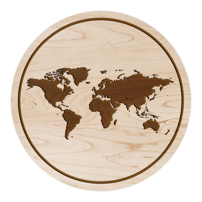 World Map Coaster Crafted From Cherry or Maple Wood - Etsy