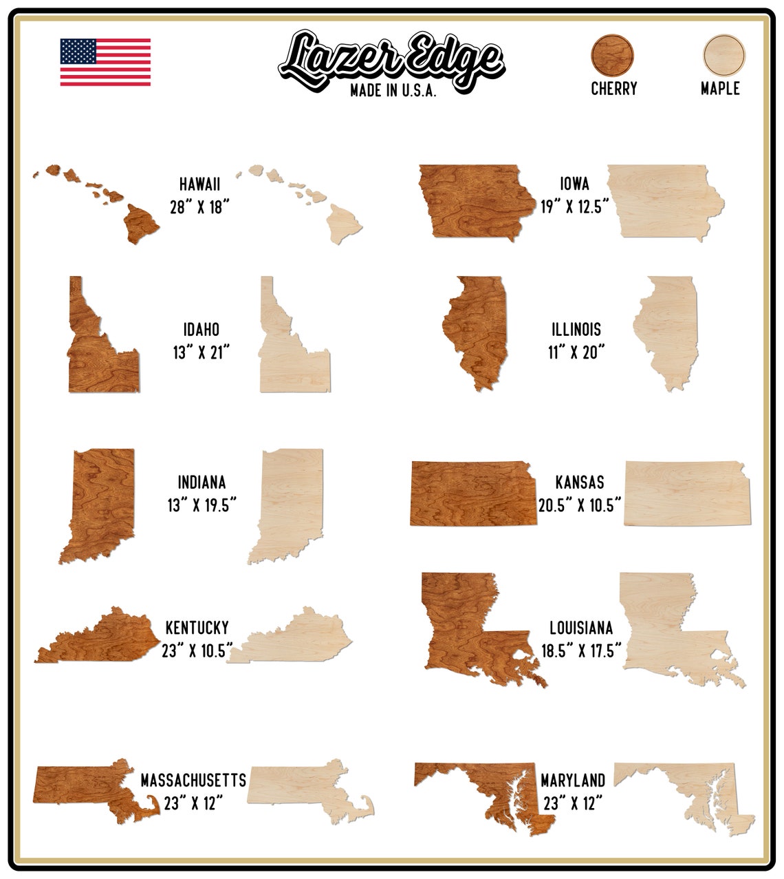 State Map All 50 States Available Crafted From Cherry or - Etsy