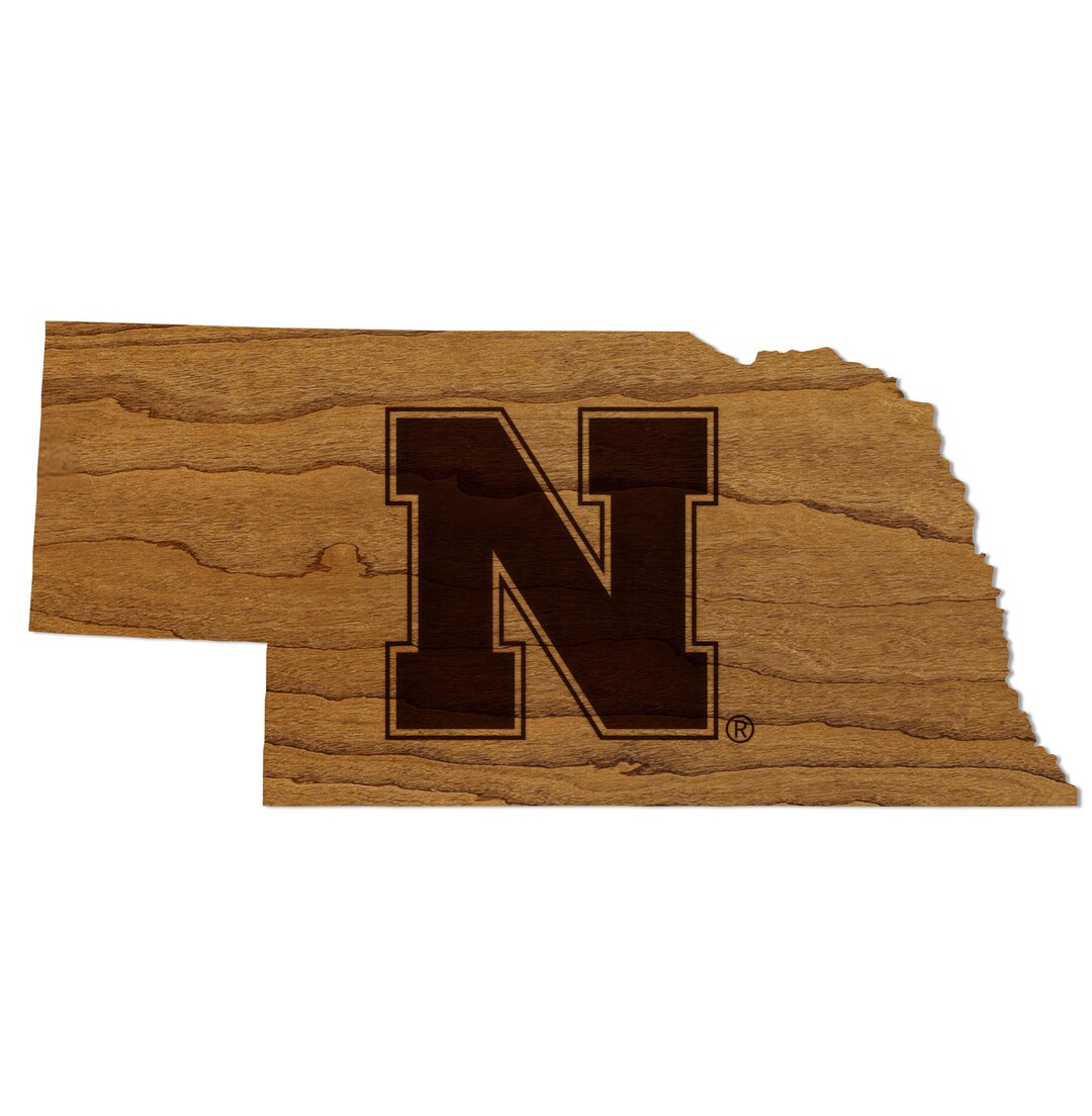 University of Nebraska N Logo on State Magnet - Crafted From Cherry or ...