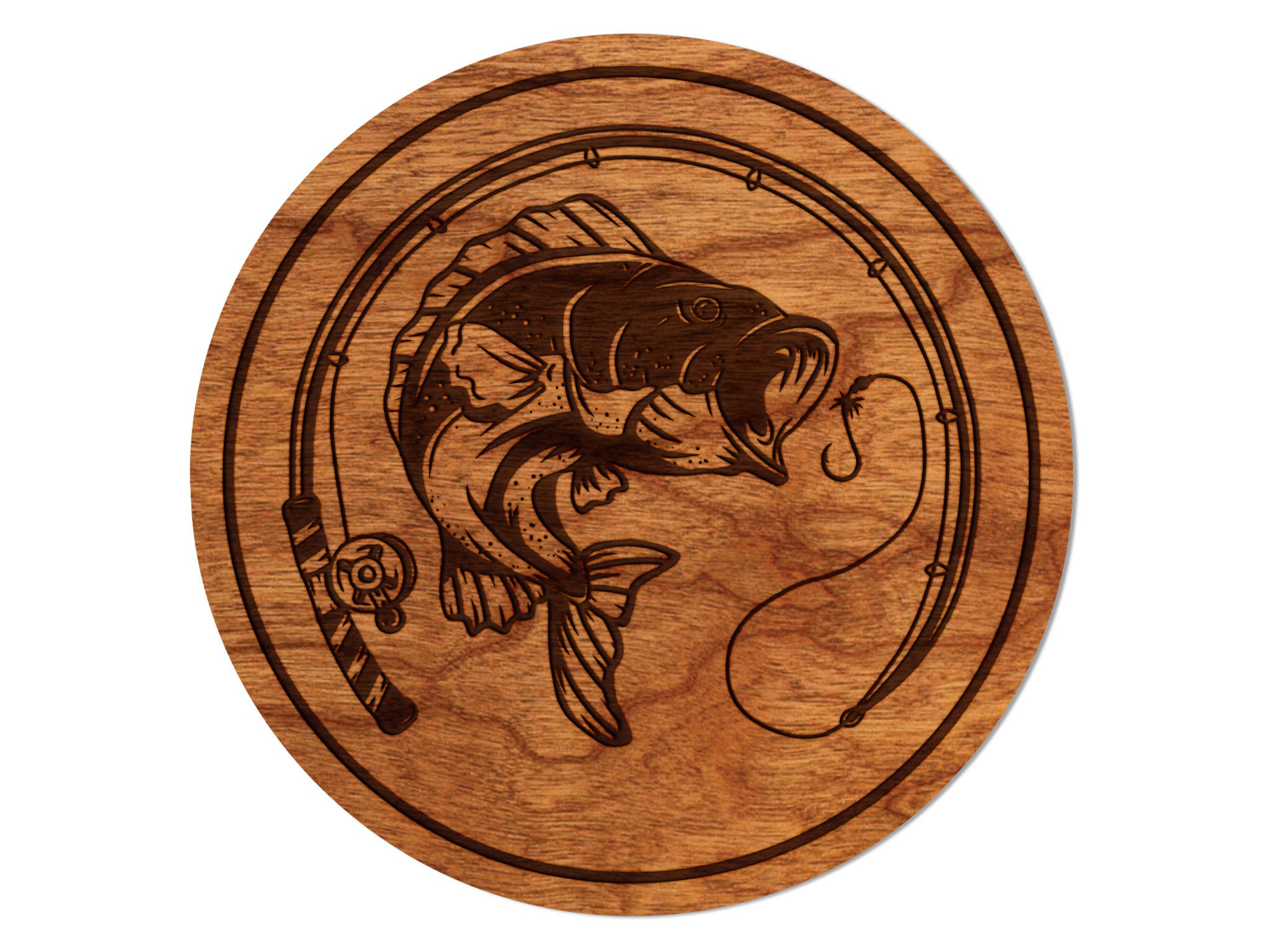 Freshwater Fish Coaster Bass Catfish Crafted From Cherry | Etsy