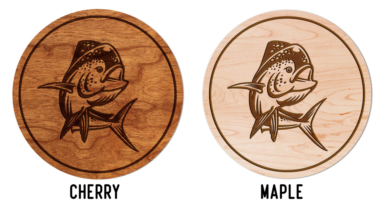 Salt Water Fish Coaster Crafted From Cherry or Maple Wood | Etsy