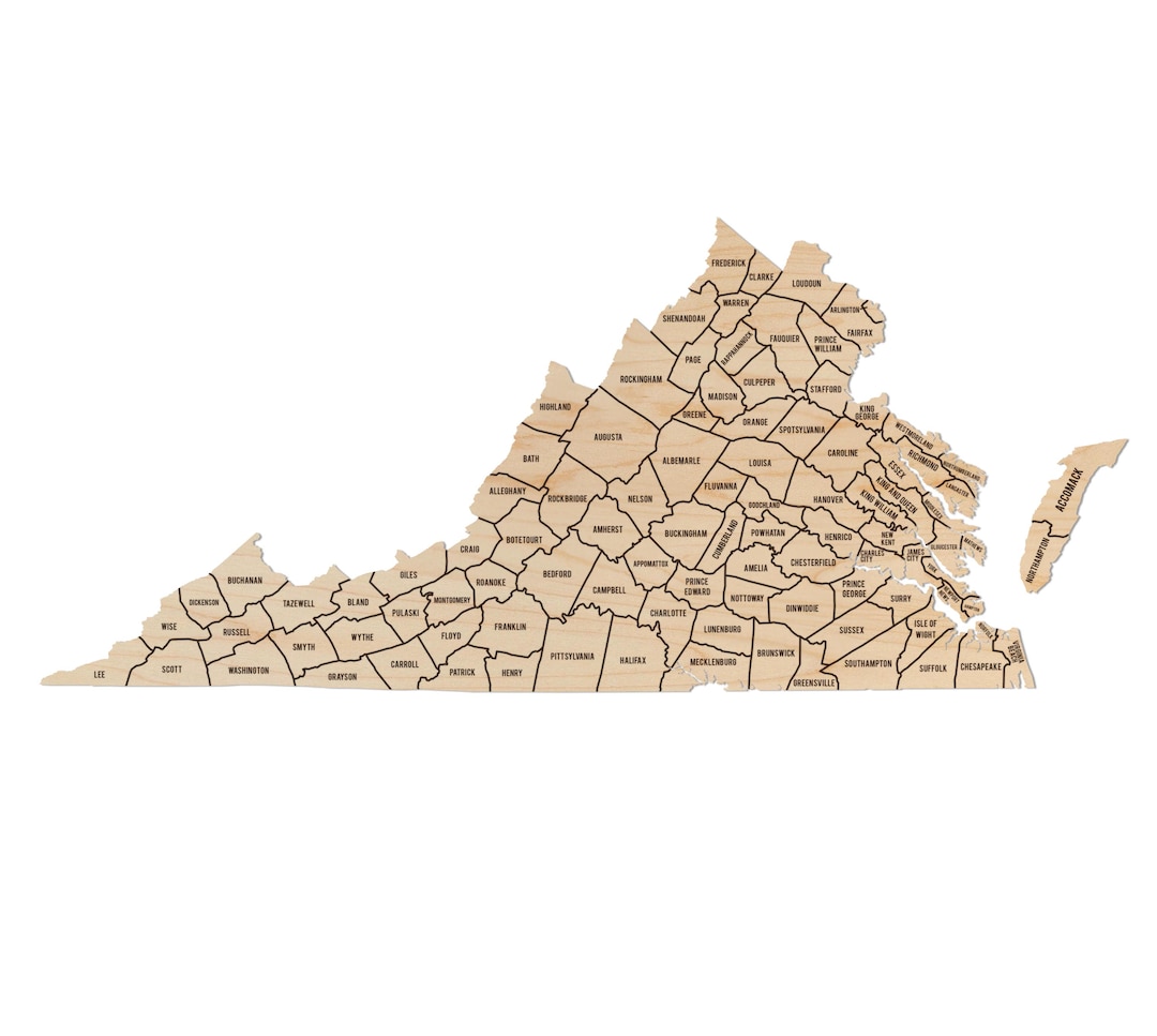 Virginia County Map Wall Hanging - Crafted From Cherry or Maple Wood - Etsy