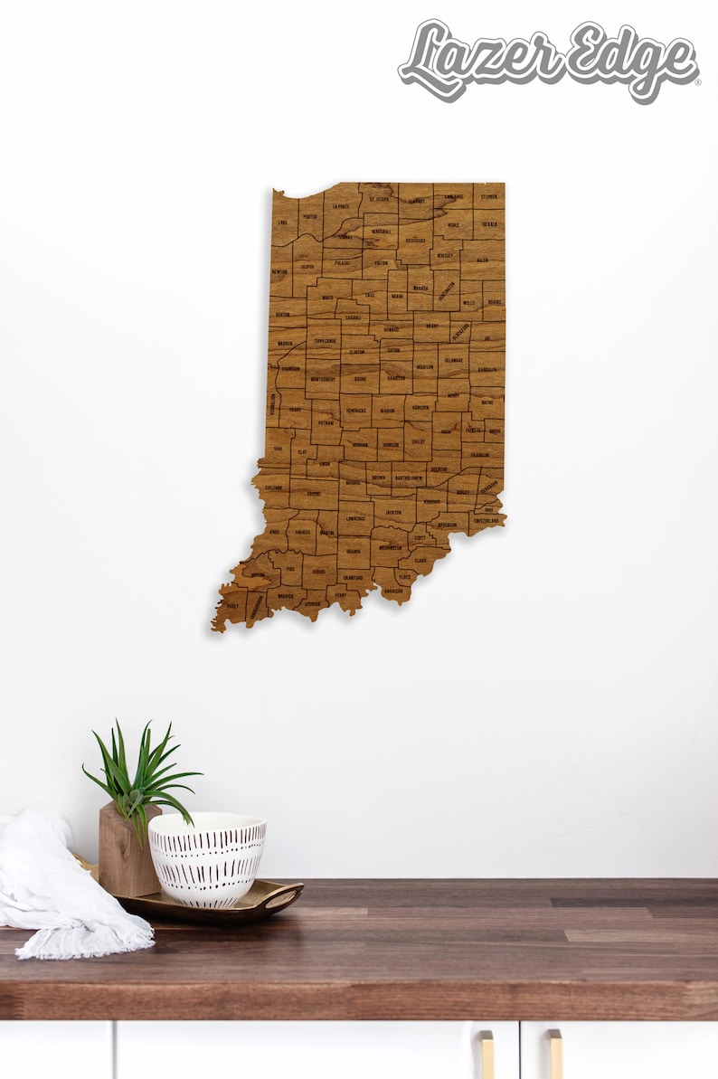 Indiana County Map Wall Hanging - Crafted From Cherry or Maple Wood - Etsy