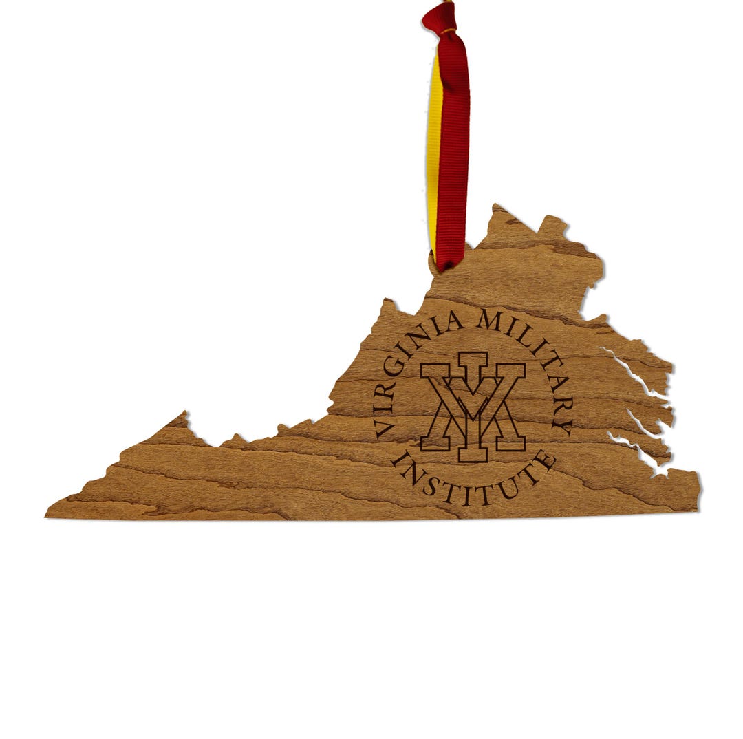 Virginia Military Institute VMI on State Ornament – Crafted From Cherry ...