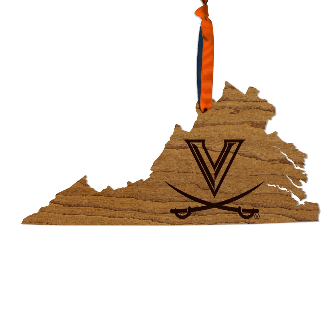 University of Virginia Sabres on State Ornament – Crafted From Cherry ...