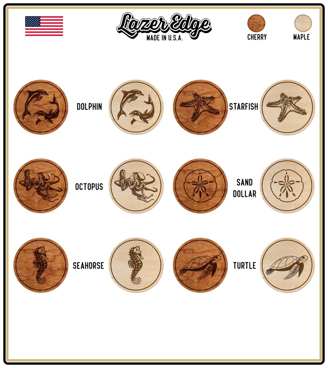 Sea-life Coaster Multiple Animals Available Crafted From - Etsy