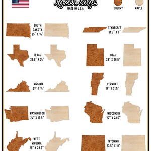 State Map All 50 States Available Crafted From Cherry or Maple Wood ...