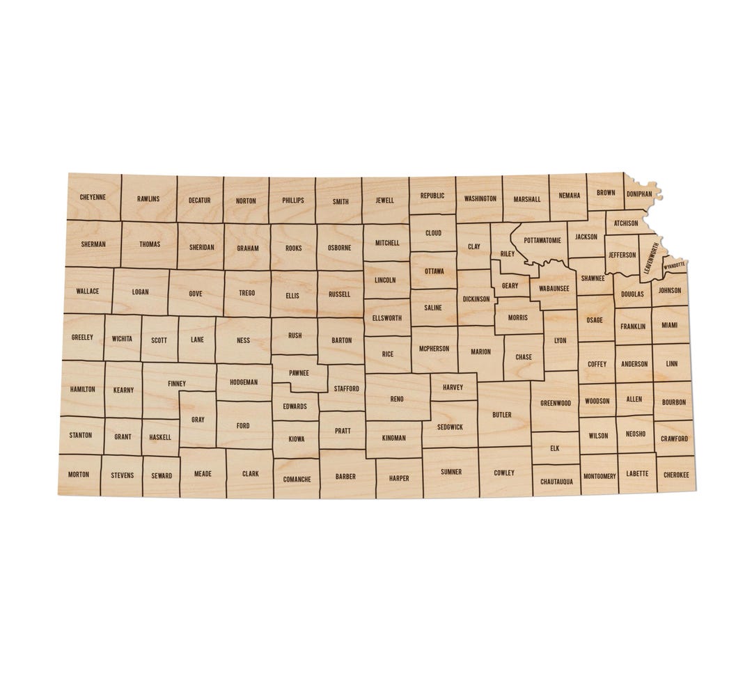 Kansas County Map Wall Hanging - Crafted From Cherry or Maple Wood - Etsy