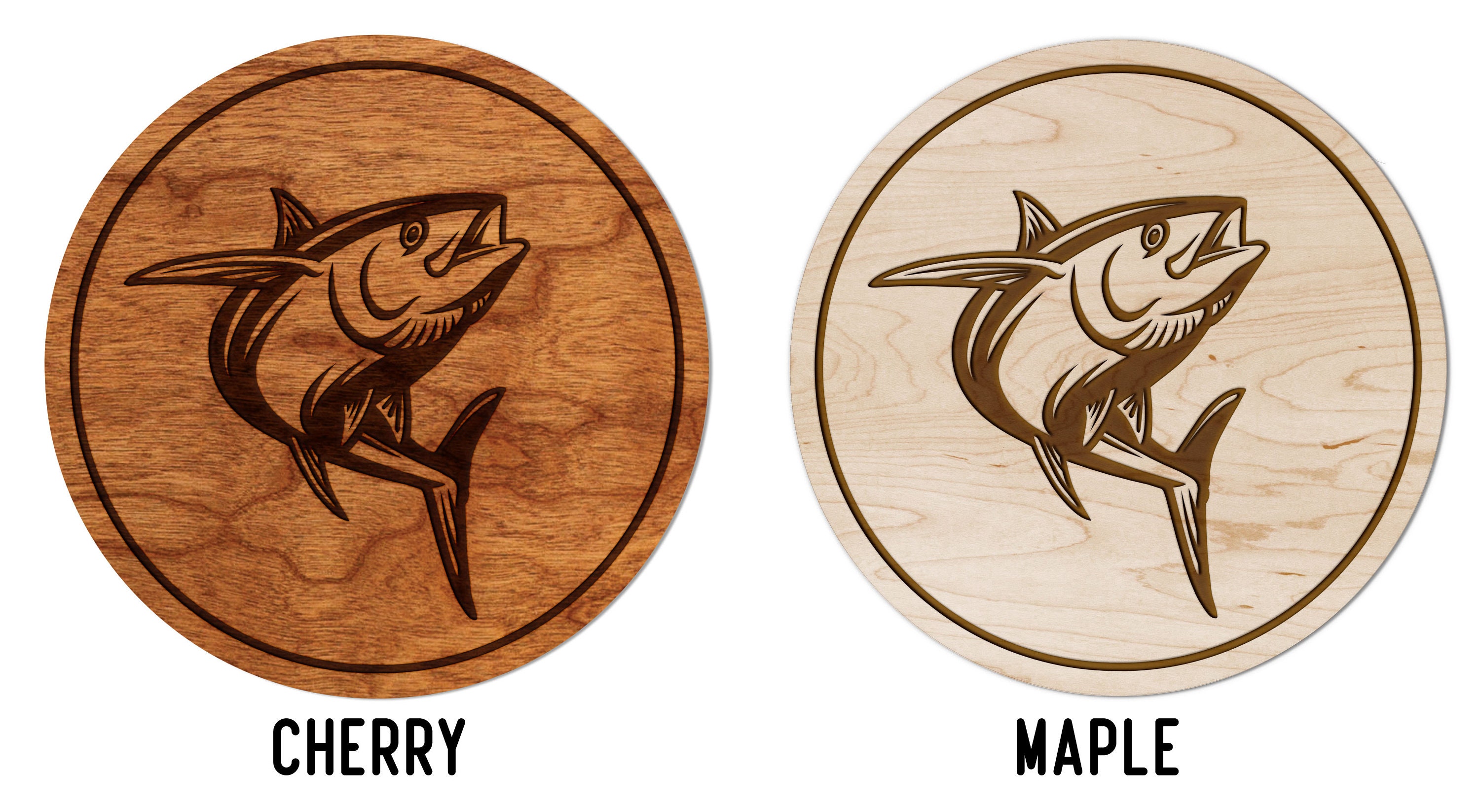 Salt Water Fish Coaster Crafted From Cherry or Maple Wood | Etsy