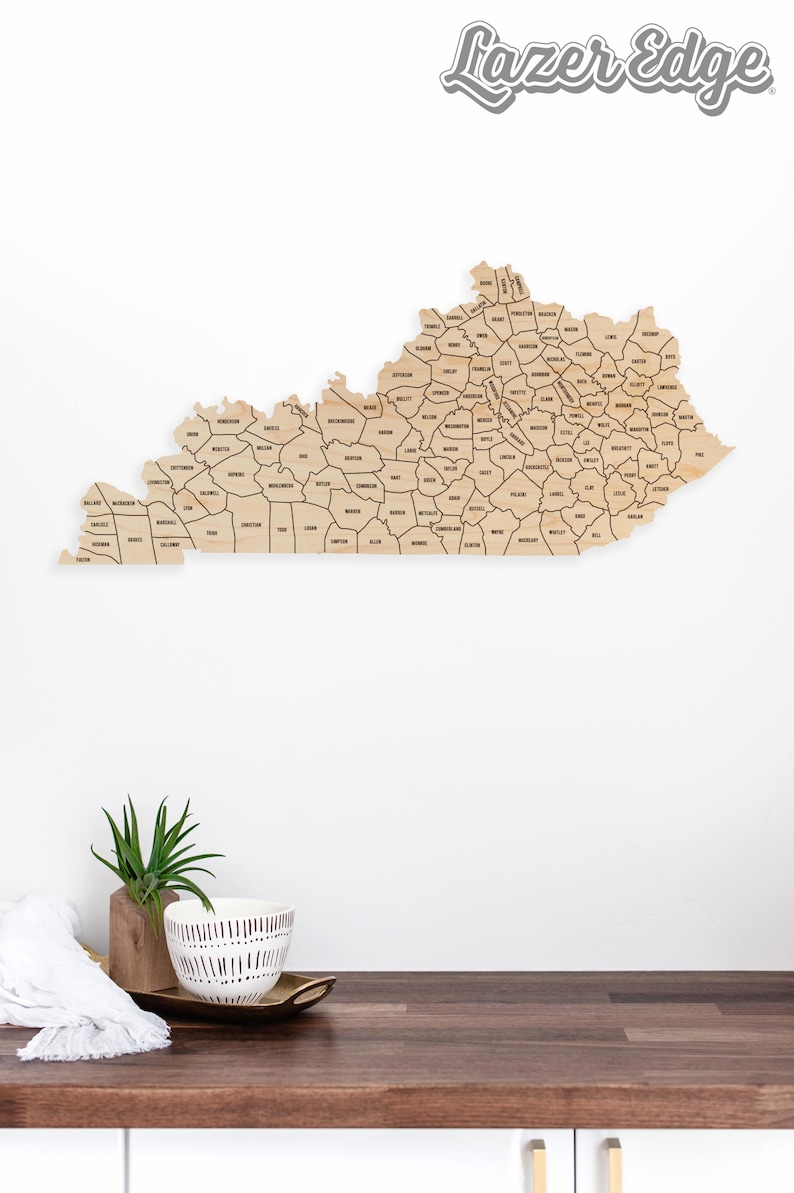 Kentucky County Map Wall Hanging - Crafted From Cherry or Maple Wood - Etsy