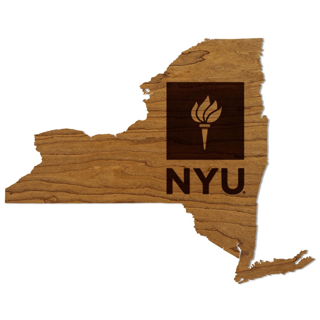New York University Logo on State Wall Hanging - Crafted From Cherry ...