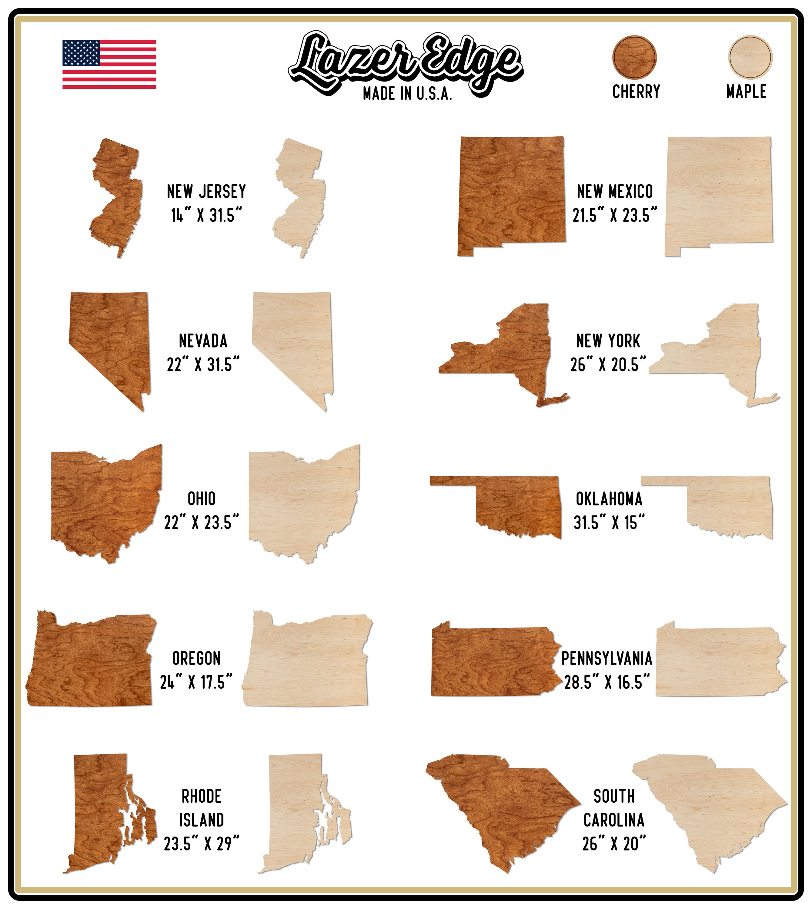 State Map All 50 States Available Crafted From Cherry or - Etsy