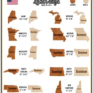 Home State Map - All 50 States Available - Crafted From Cherry or Maple ...