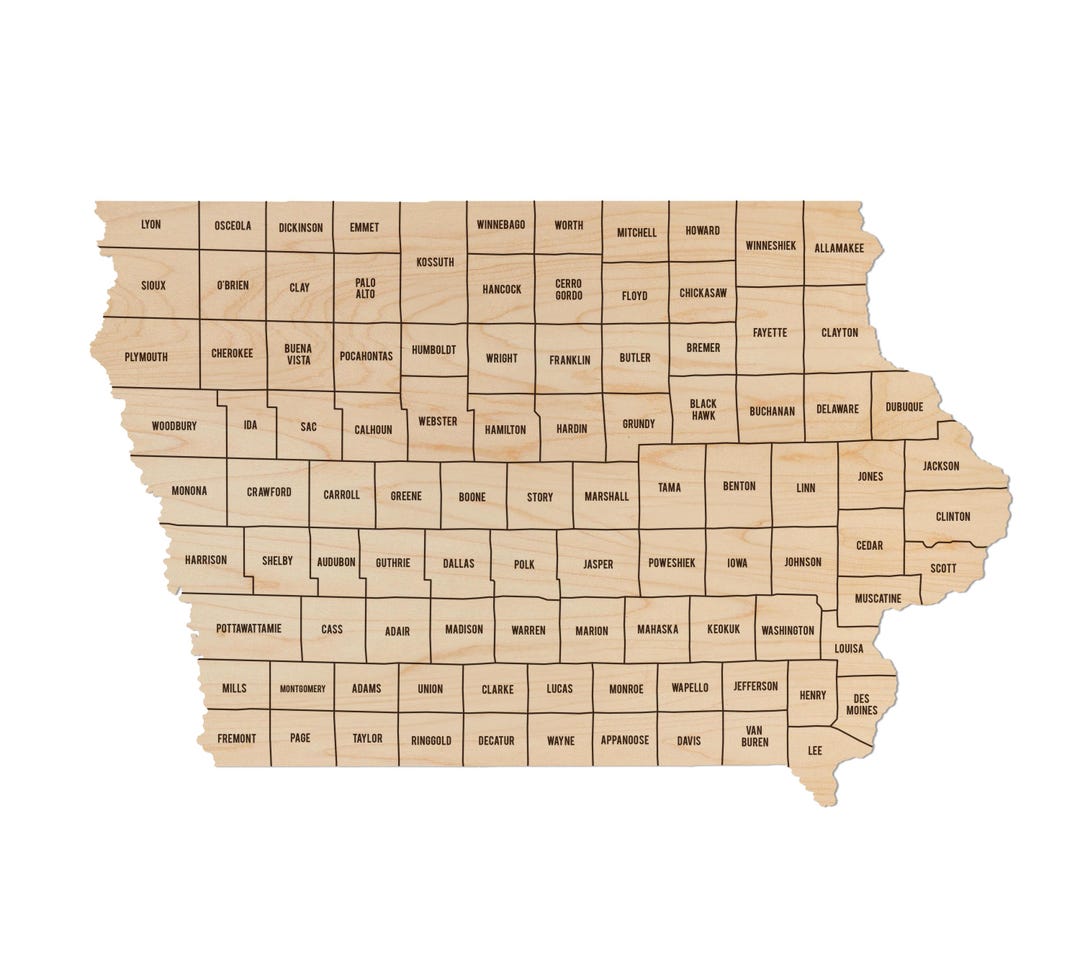 Iowa County Map Wall Hanging - Crafted From Cherry or Maple Wood - Etsy
