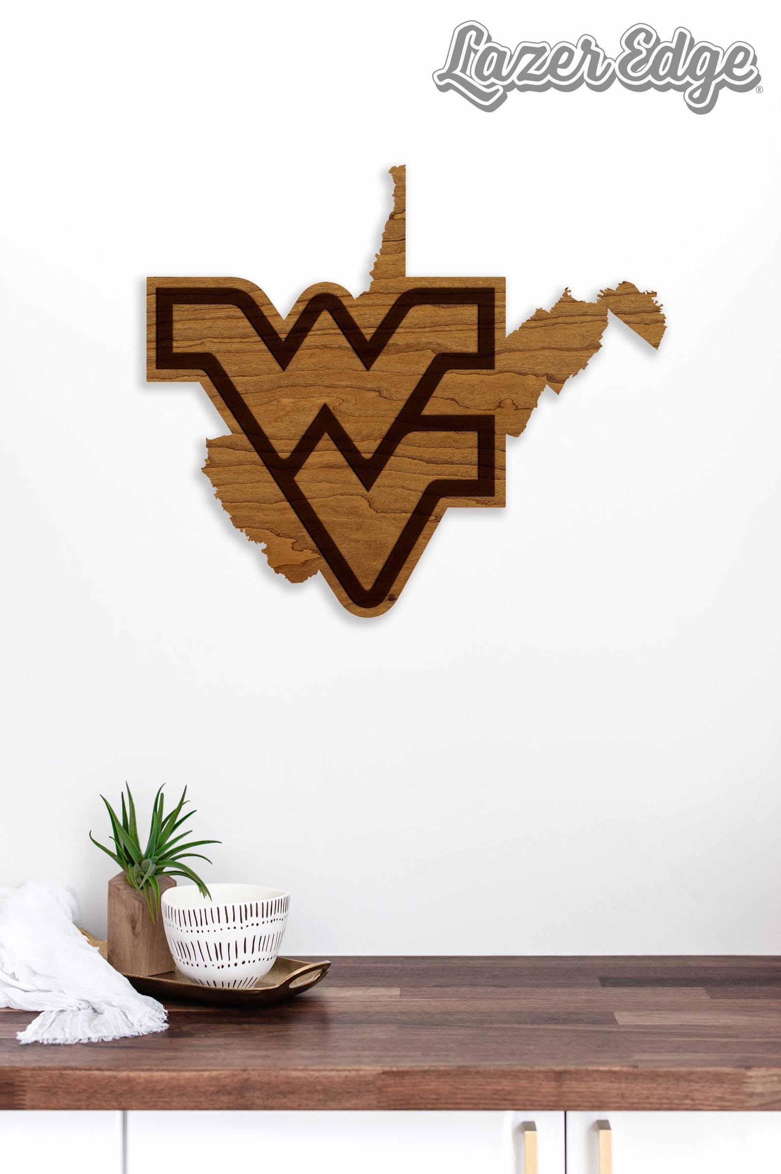 West Virginia University WV Logo on State Wall Hanging - Crafted From ...
