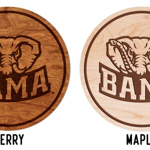 Alabama Crimson Tide Coaster Crafted From Cherry or Maple Wood Alabama ...
