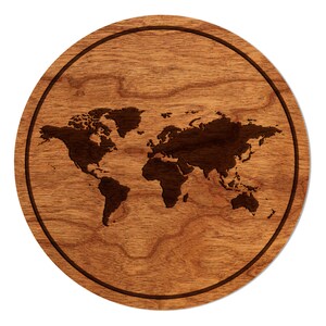 World Map Coaster – Crafted From Cherry or Maple Wood - Etsy