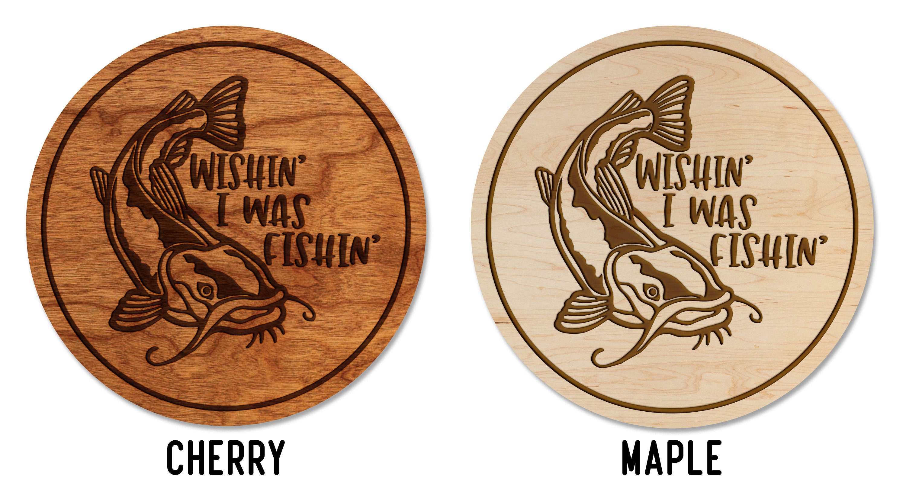 Freshwater Fish Coaster Bass Catfish Crafted From Cherry | Etsy