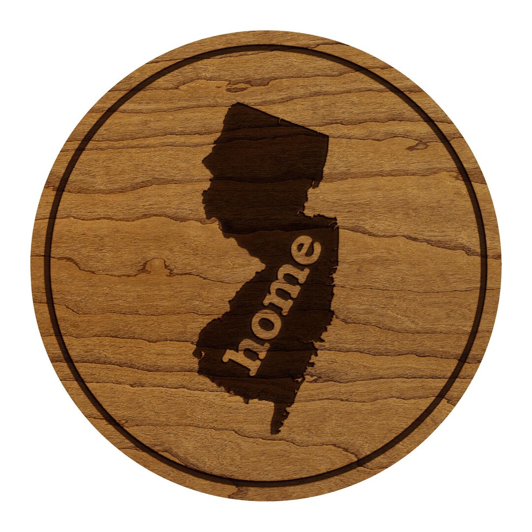 New Jersey Home State Map Coaster - Crafted From Cherry or Maple Wood ...