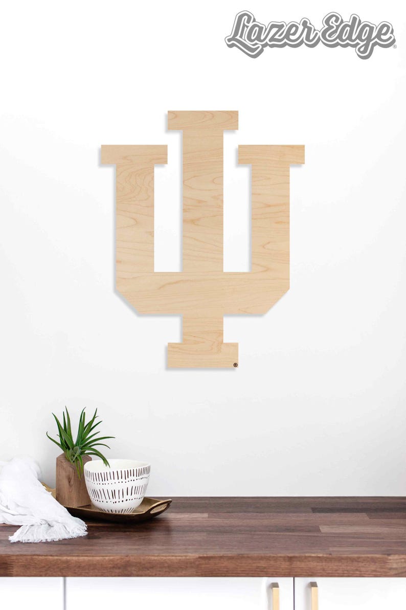 Indiana University IU Block Letters Wall Hanging - Crafted From Cherry ...
