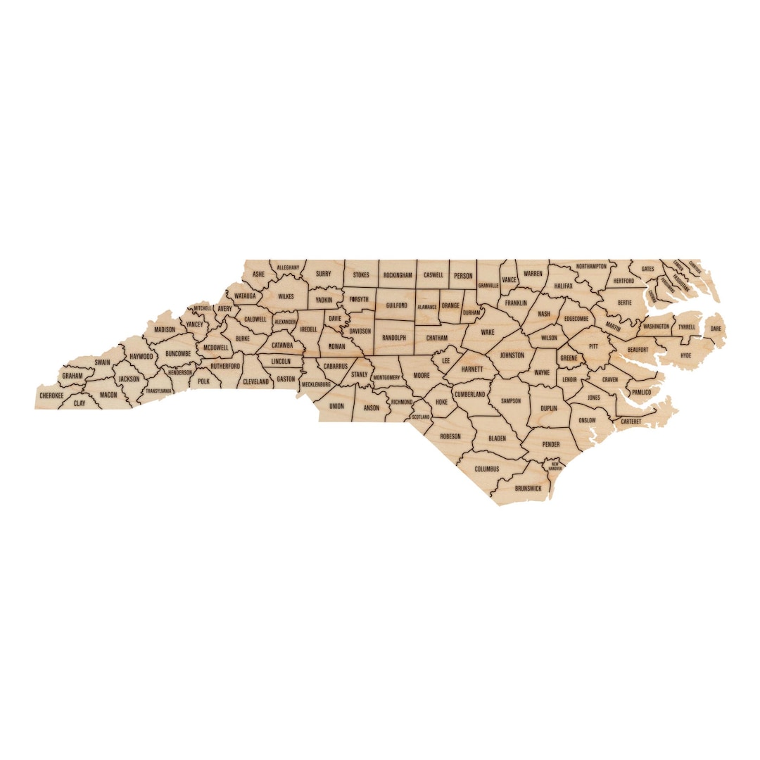 North Carolina County Map Wall Hanging - Crafted From Cherry or Maple ...