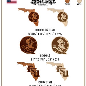 Florida State University FSU Wall Hanging Crafted From Cherry or Maple ...