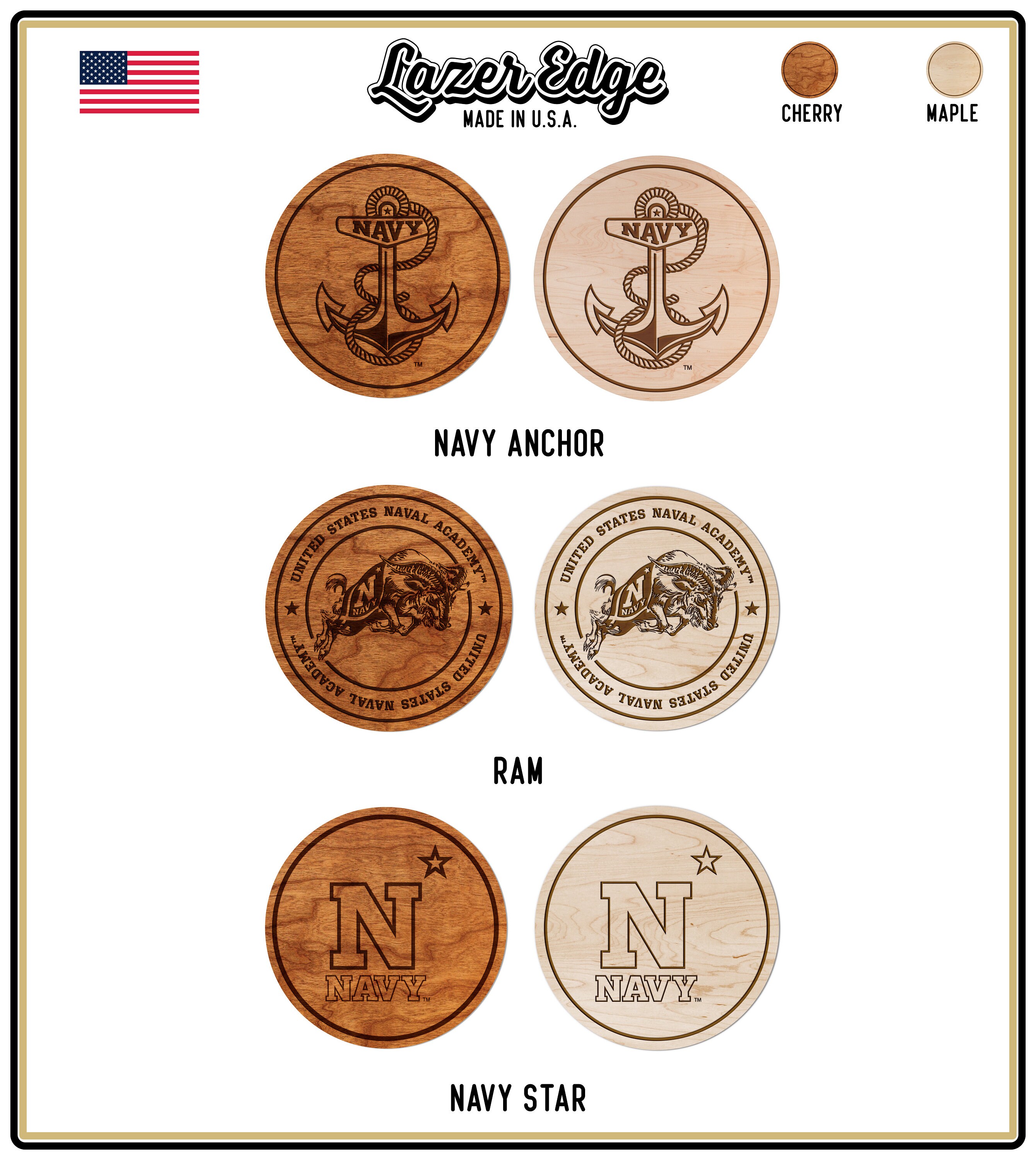 United States Naval Academy Logo Coaster Crafted From Cherry - Etsy