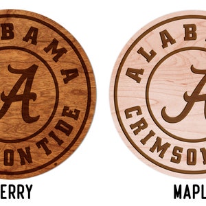 Alabama Crimson Tide Coaster Crafted From Cherry or Maple Wood Alabama ...
