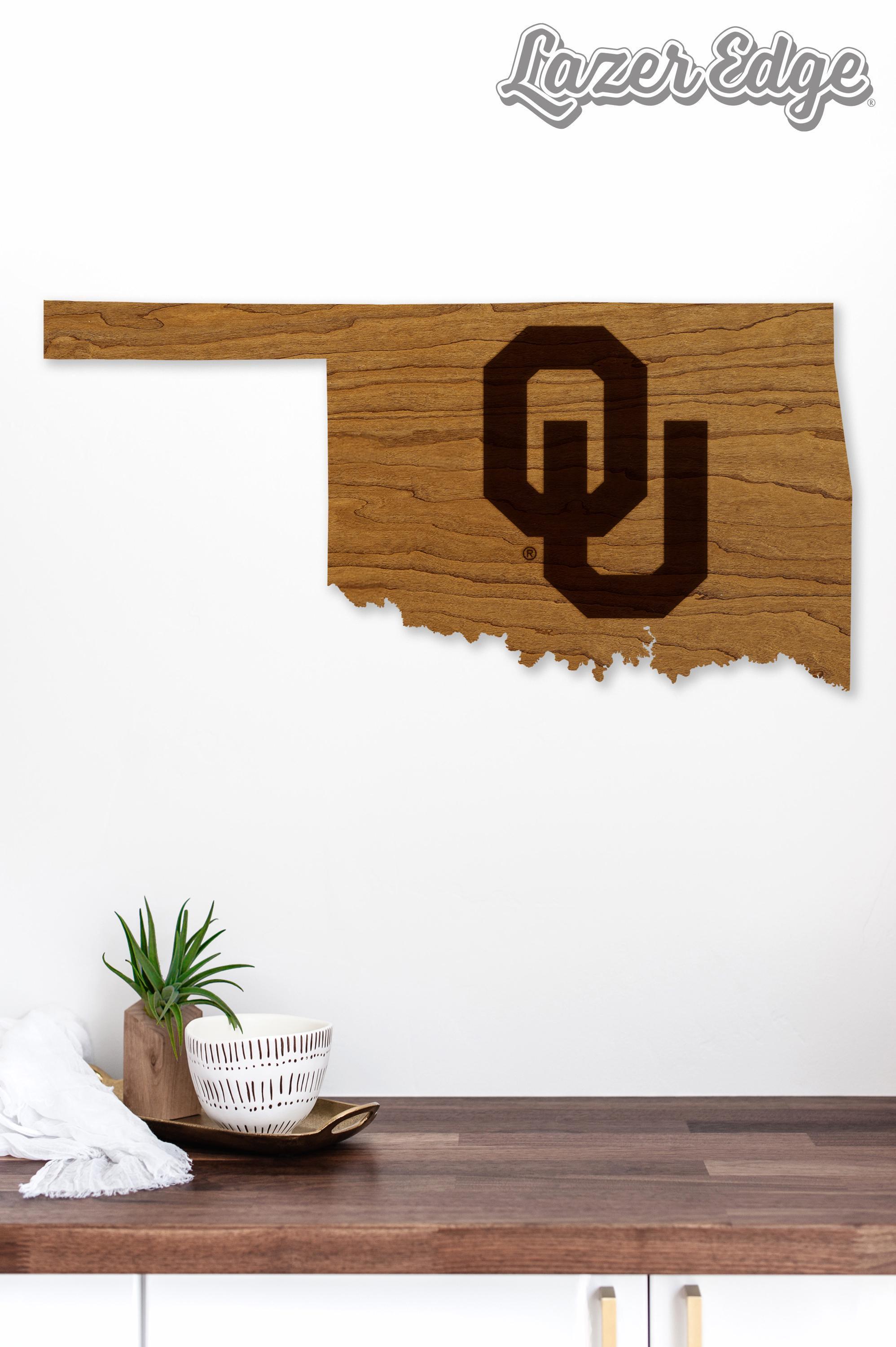 Oklahoma University OU on State Wall Hanging - Crafted From Cherry or ...