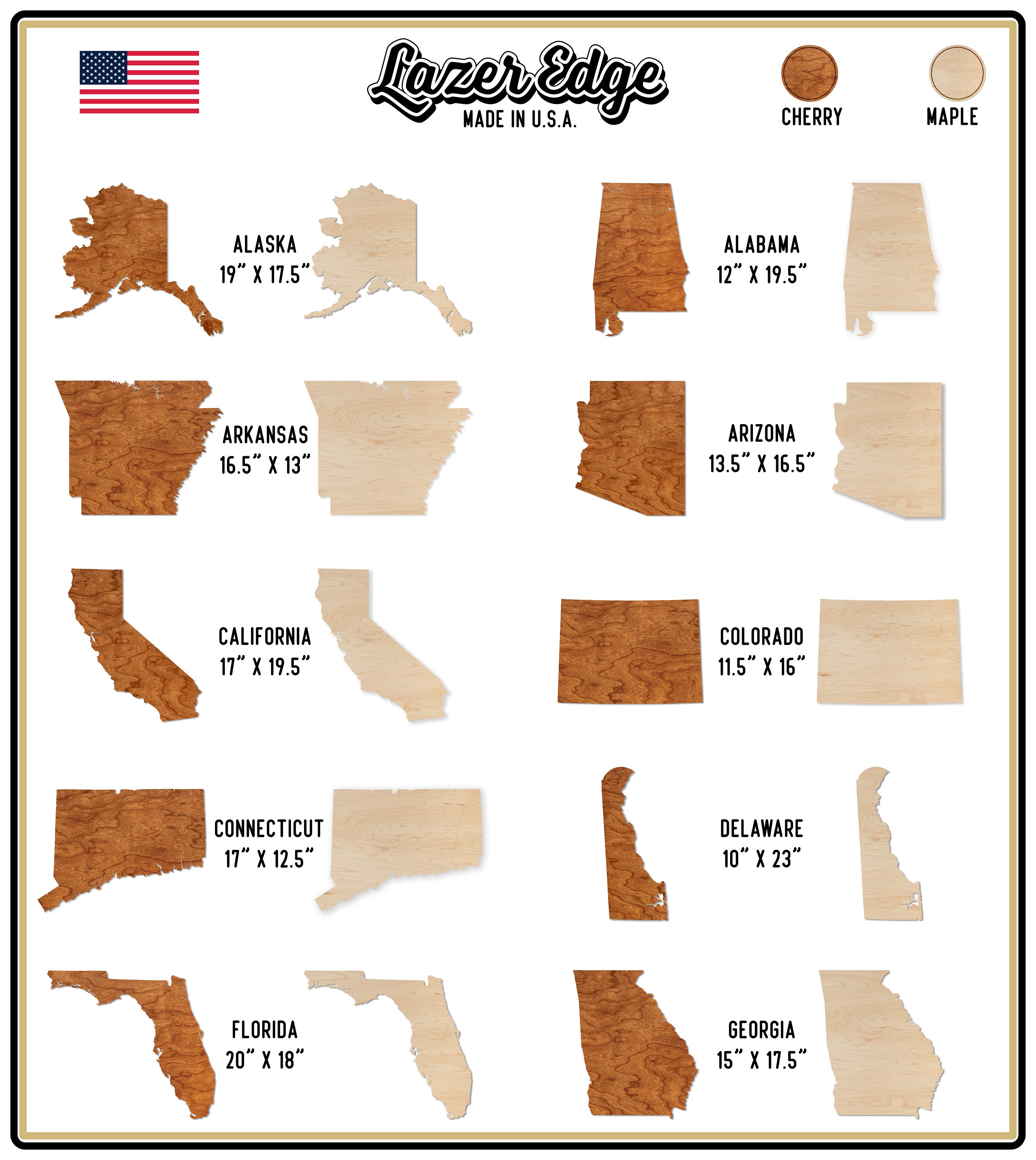 State Map All 50 States Available Crafted From Cherry or - Etsy