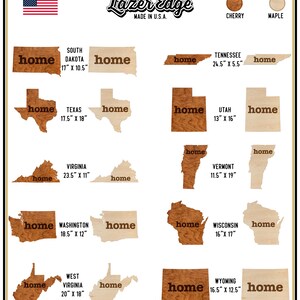 Home State Map - All 50 States Available - Crafted From Cherry or Maple ...