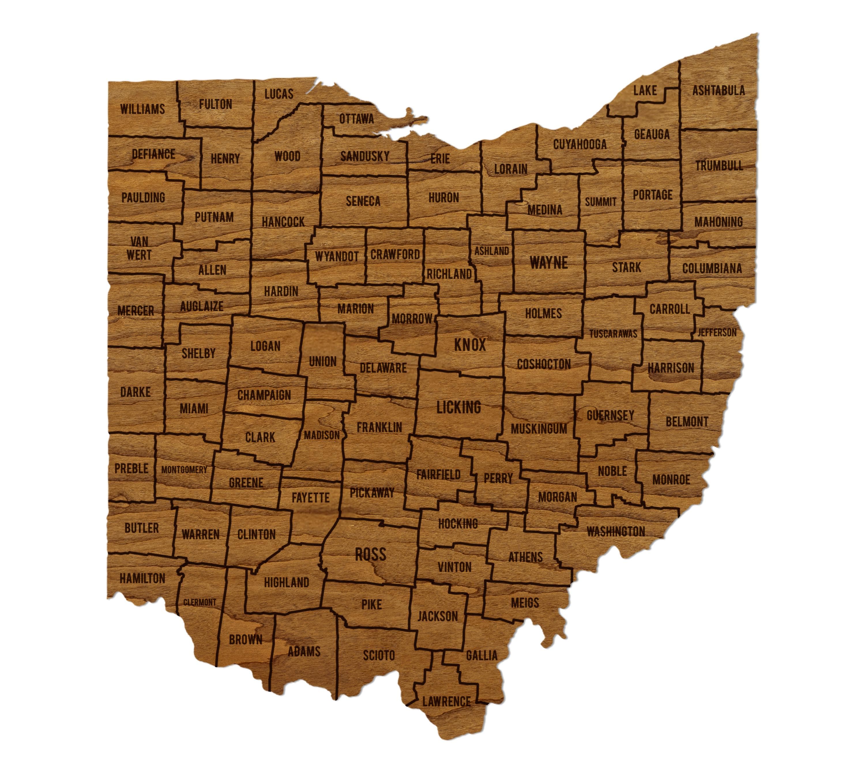Ohio County Map Wall Hanging - Crafted From Cherry or Maple Wood - Etsy