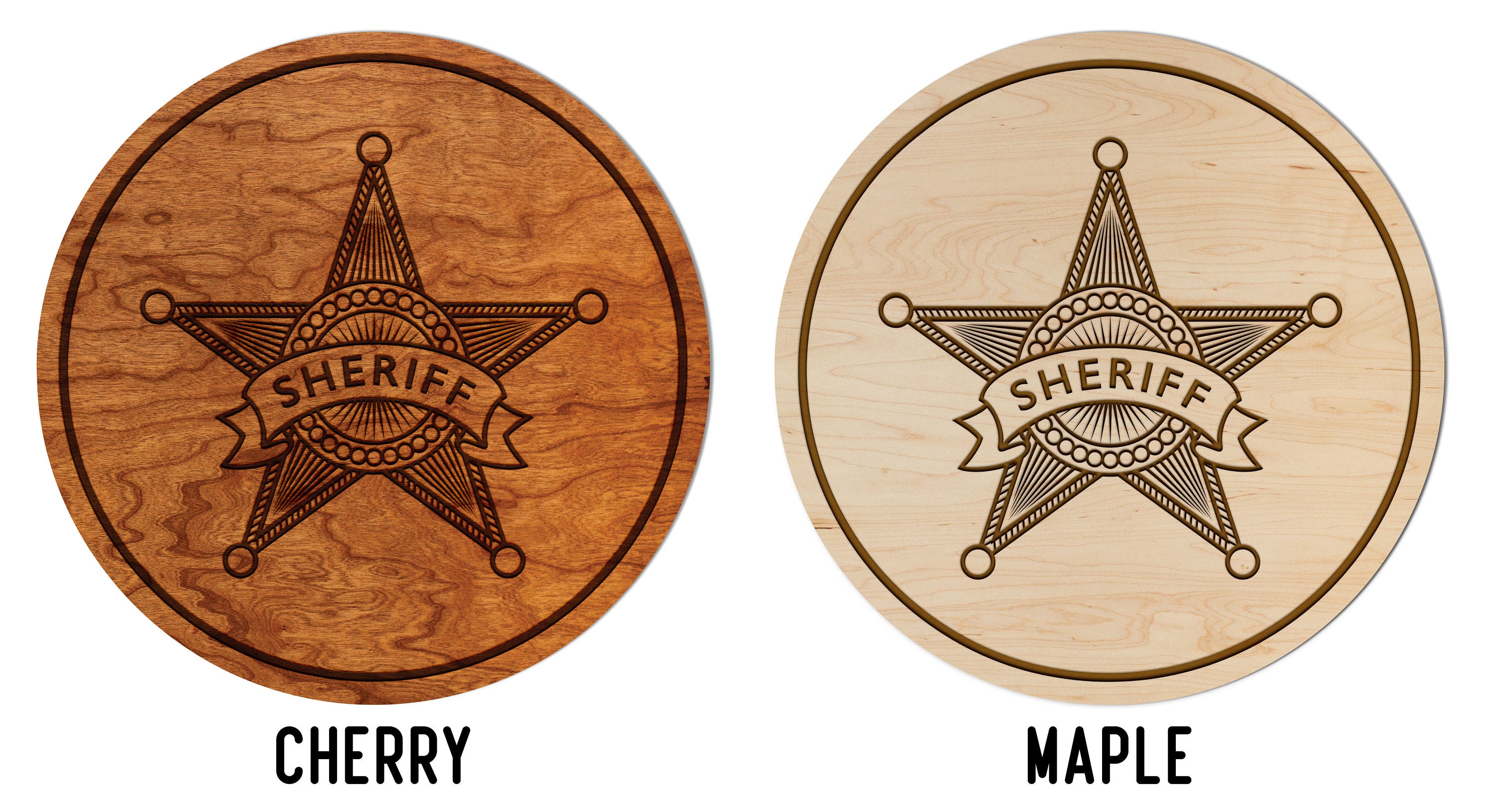 Sheriff Emblem Coaster 2 Fonts Available Crafted From | Etsy