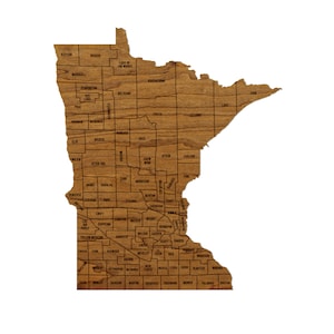 Minnesota County Map Wall Hanging - Crafted From Cherry or Maple Wood ...