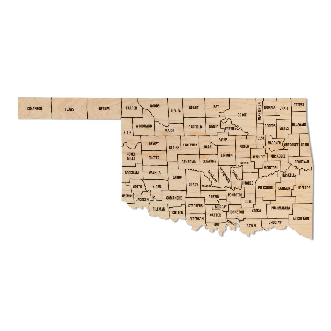 Oklahoma County Map Wall Hanging - Crafted From Cherry or Maple Wood - Etsy