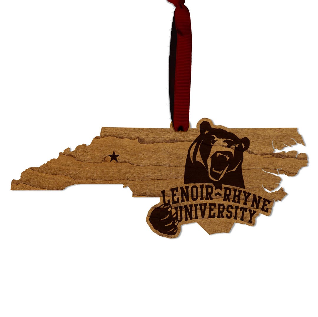 Lenoir-rhyne University Bear on State Ornament – Crafted From Cherry ...